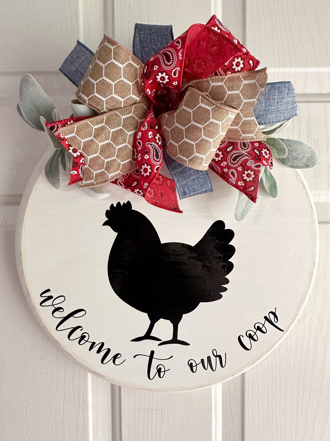 Chicken Welcome Sign Door Hanger Wood Sign Welcome - Etsy