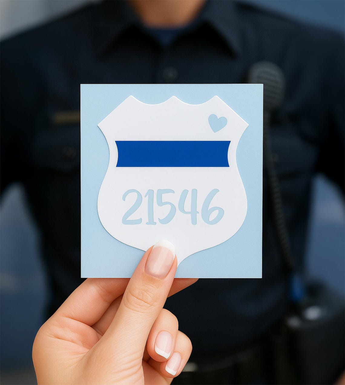 Personalized Police Badge W/ Thin Blue Line With Badge Number Decal ...