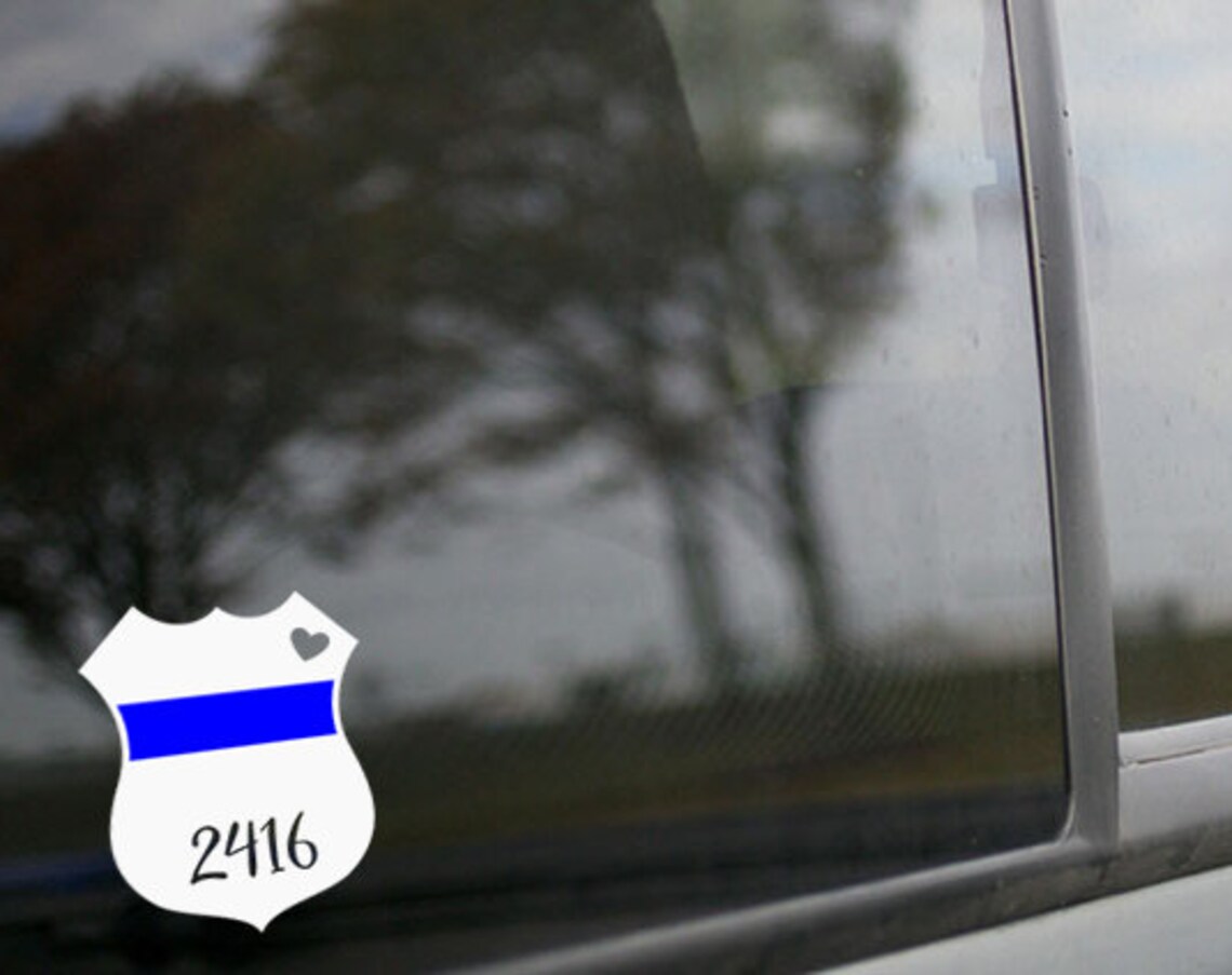 Personalized Police Badge W/ Thin Blue Line With Badge Number | Etsy