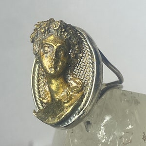 Classical Face Ring Three Dimensional Band Sterling Silver Women Size 7 ...