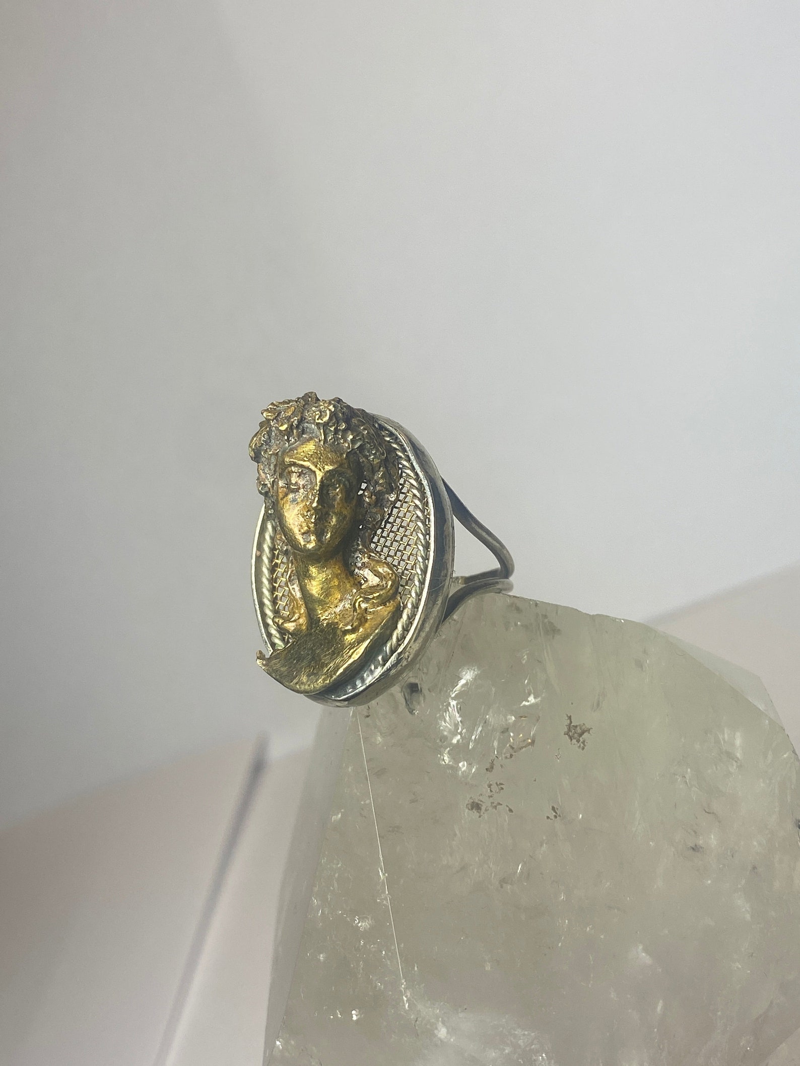 Classical Face Ring Three Dimensional Band Sterling Silver Women Size 7 ...