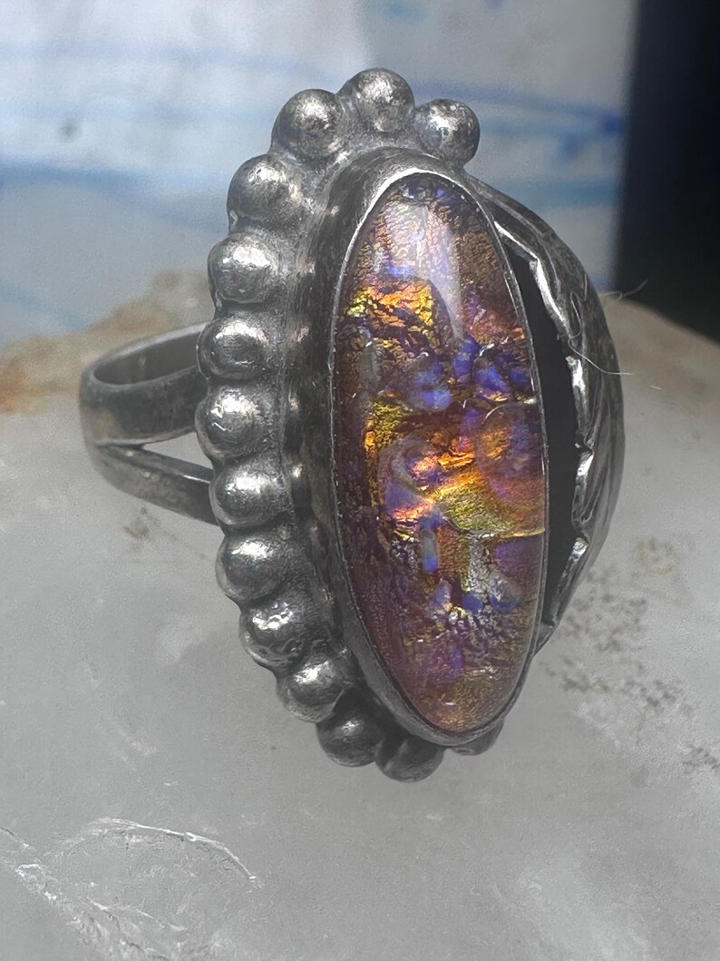 Lab Opal Navajo Leaf Feather Size 8 Sterling Silver Women - Etsy
