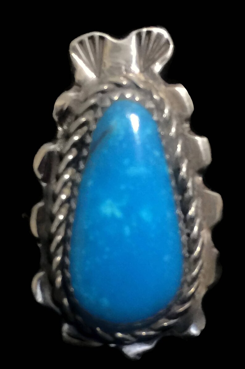 Blue Turquoise Ring Long Turquoise Ring Teardrop Ring Woman - Etsy