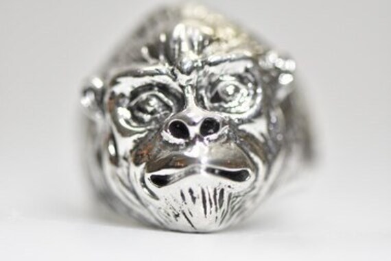Gorilla Ring Sasquatch Ape Big Foot Sterling Silver M… - Gem