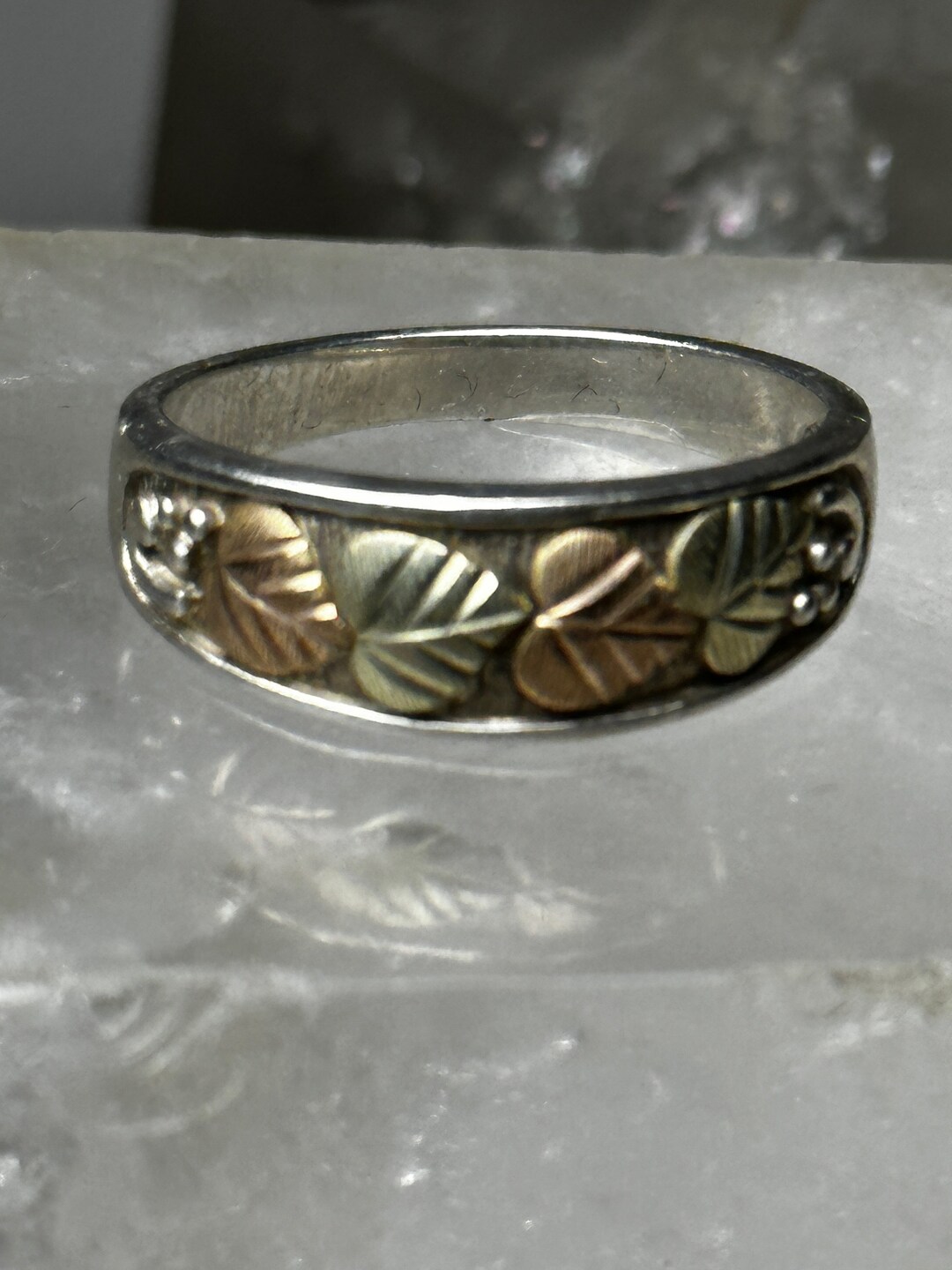 Black Hills Gold Ring Leaves Band Size 10.75 Sterling Silver Women Men ...