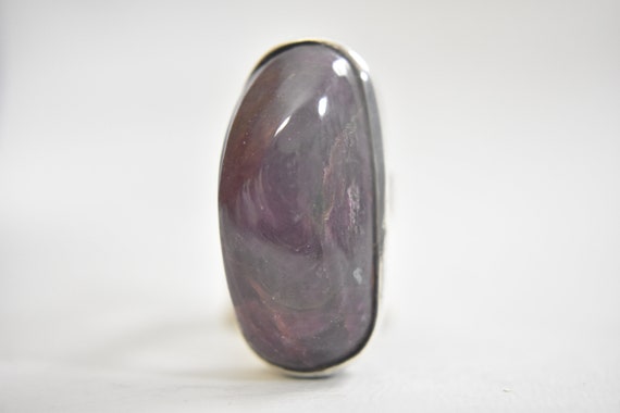 Ruby ring long bulky sterling silver boho women size… - Gem