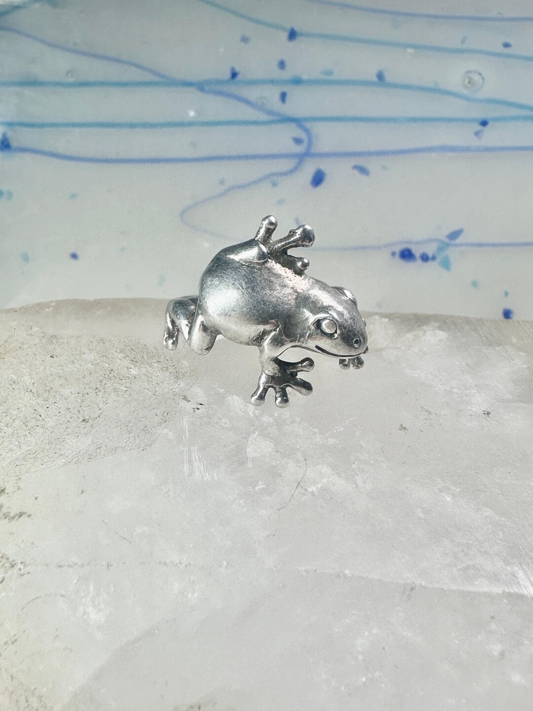 Vintage Frog Ring Reptile Lizard Band Size 8.25 Sterling Silver Women ...
