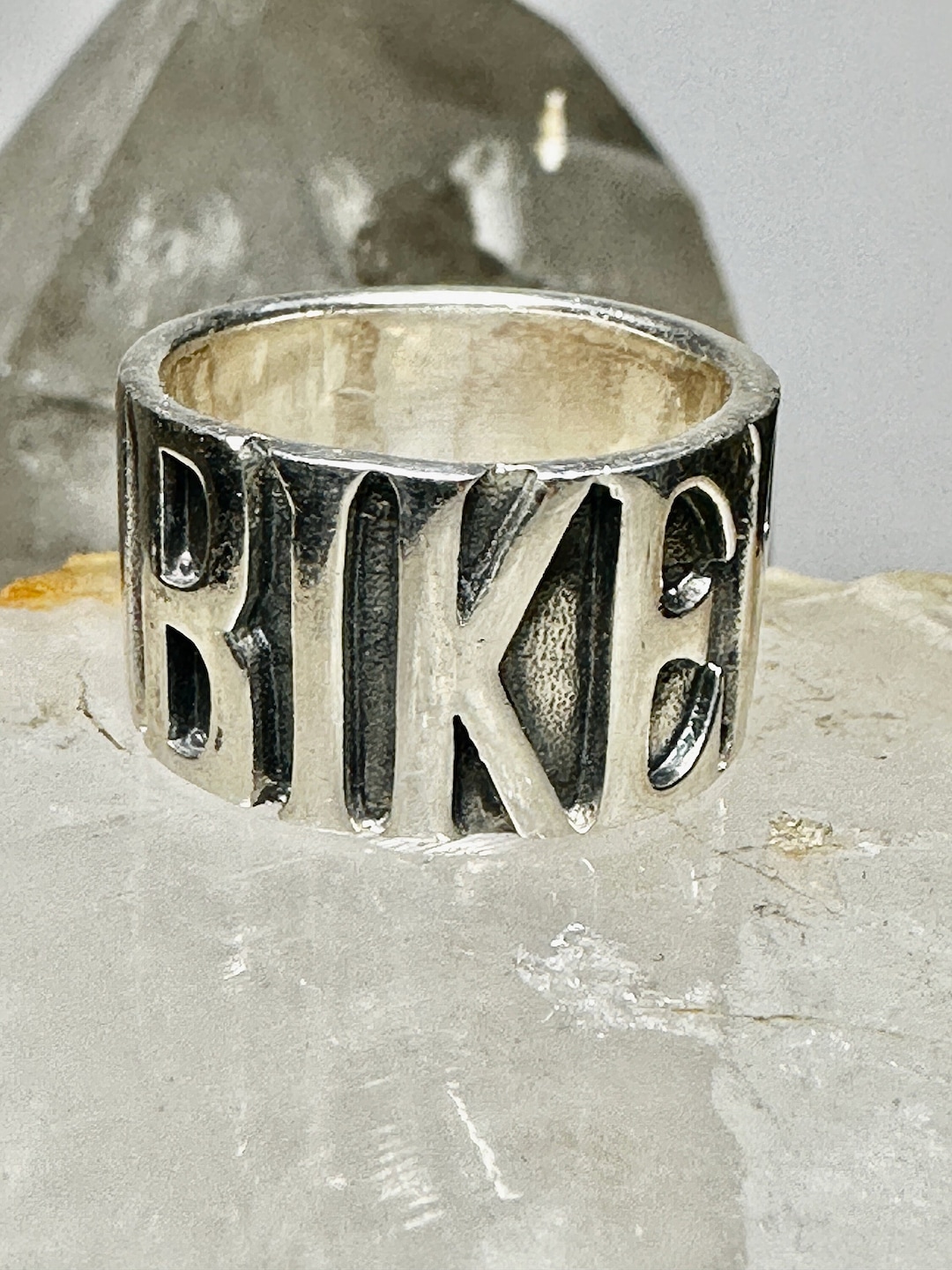 Biker Ring Biker Word Size 8 Motorcycle Band Sterling Silver Women Men ...