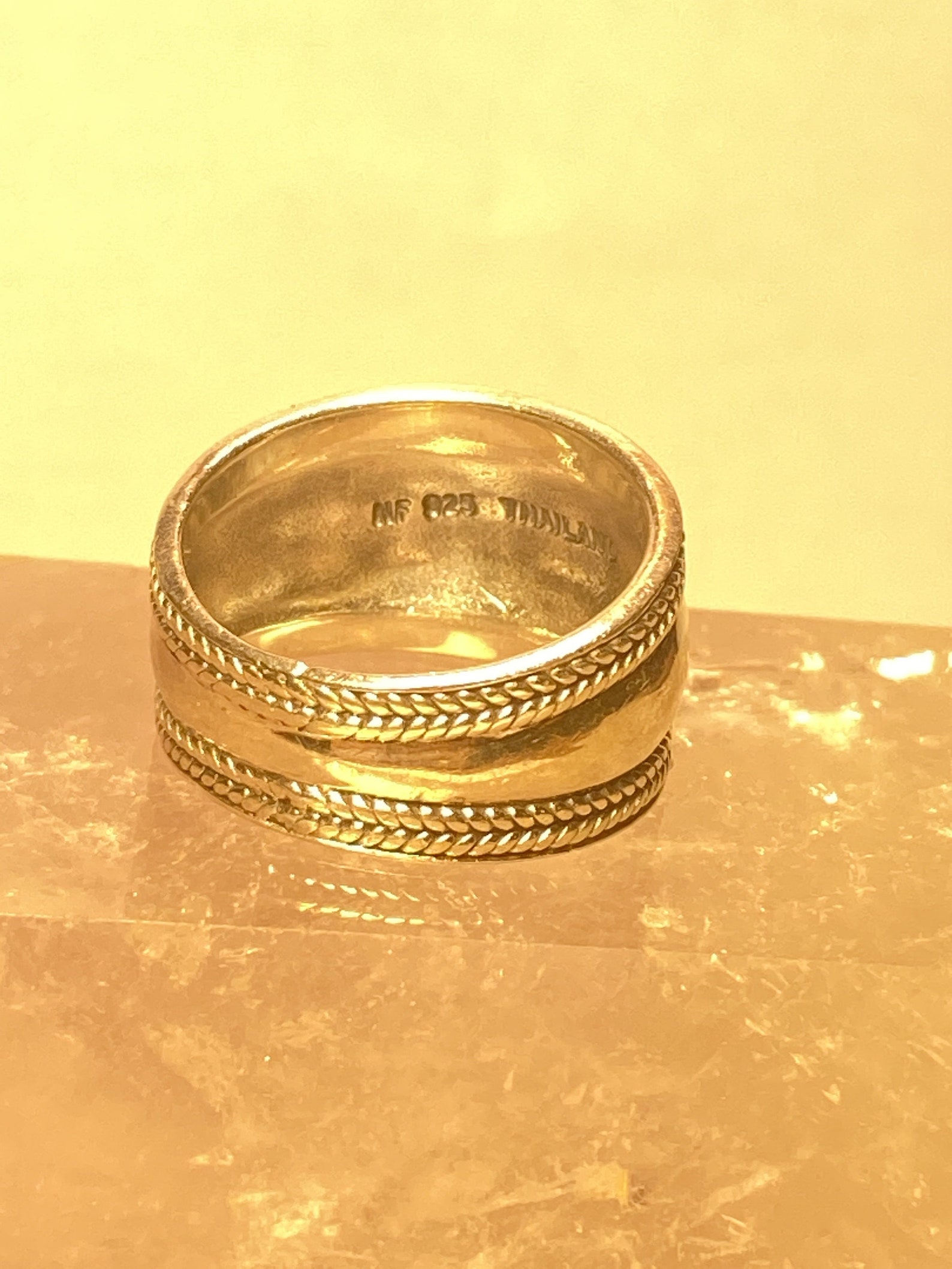 Wide Ring Cigar Band Sterling Silver Women Men Size 6.75 - Etsy
