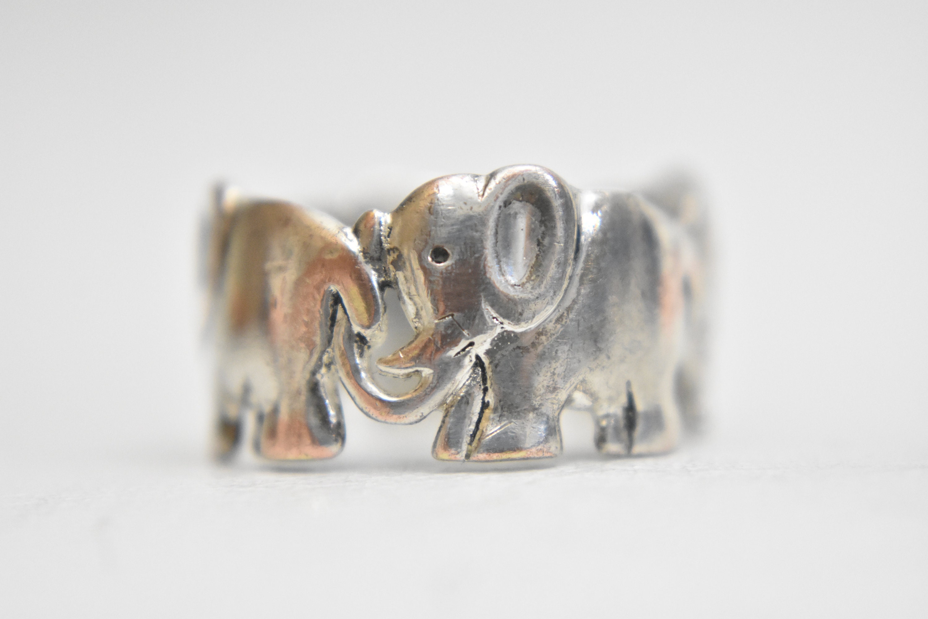 Elephant & Baby Elephant Calf Ring Women Thumb Ring or Thumb | Etsy