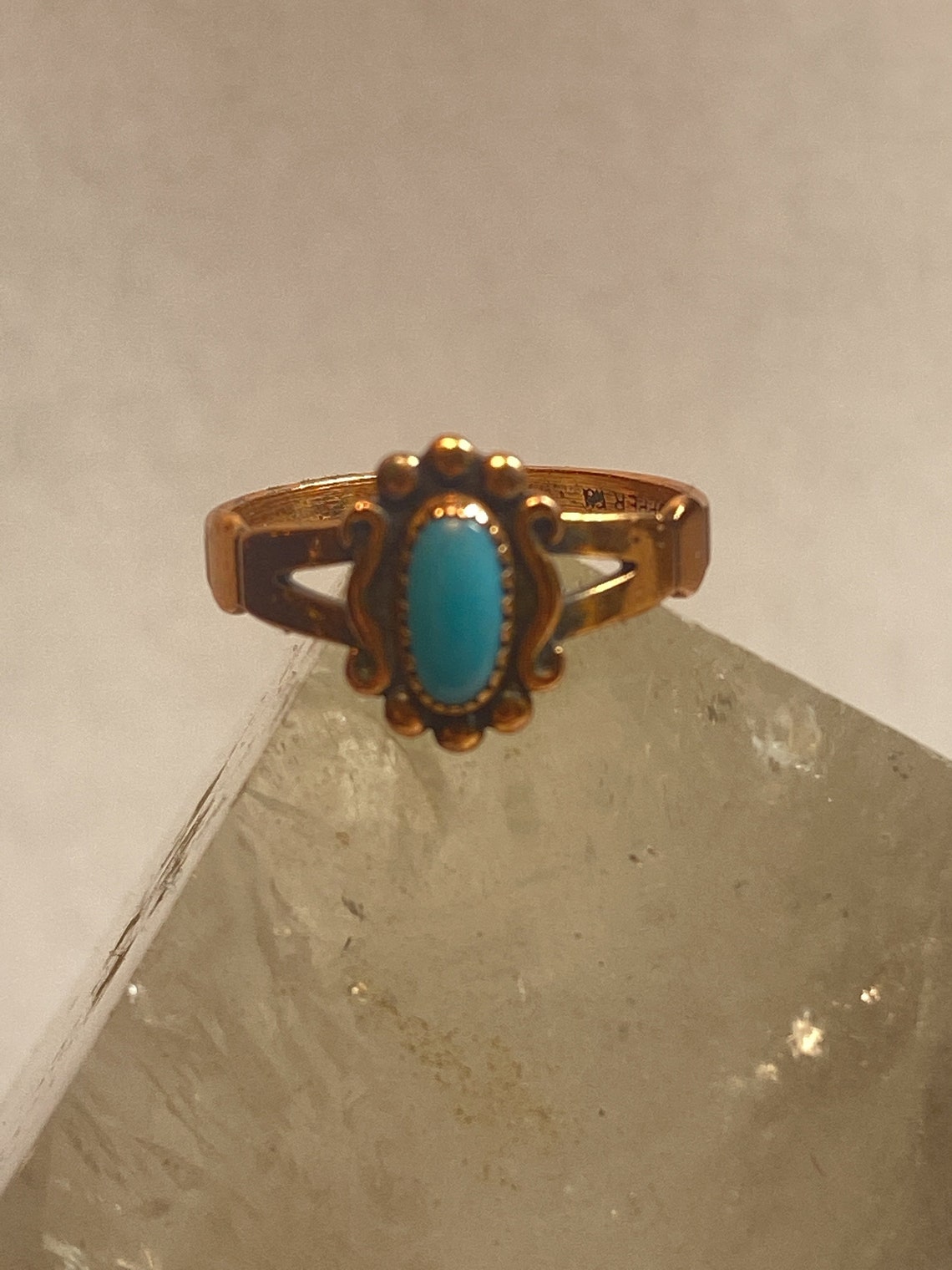 Turquoise ring simulated turquoise Navajo southwest copper | Etsy