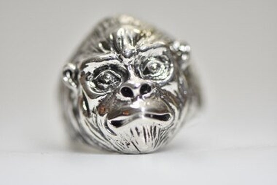Gorilla Ring Sasquatch Ape Big Foot Sterling Silver M… - Gem