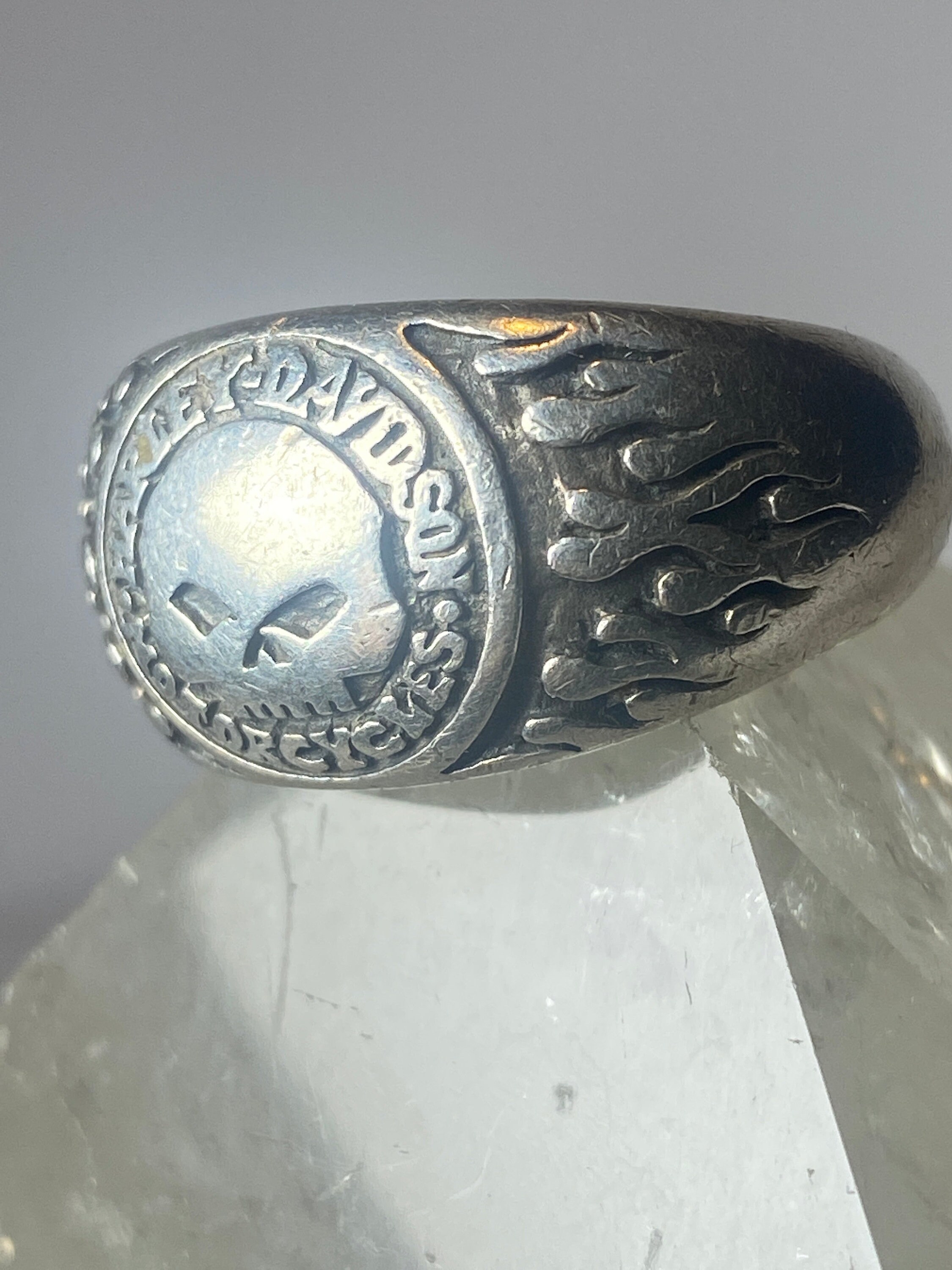 Harley Davidson Ring Biker Band Flames Sterling Silver Women | Etsy