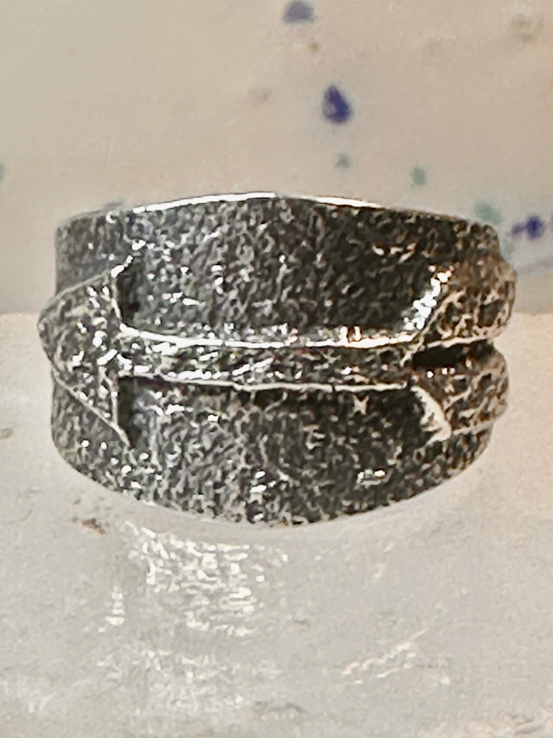 Arrow Ring Kevin Yazzie Tufa Cast Band Size8.25 Sterling Silver Women ...