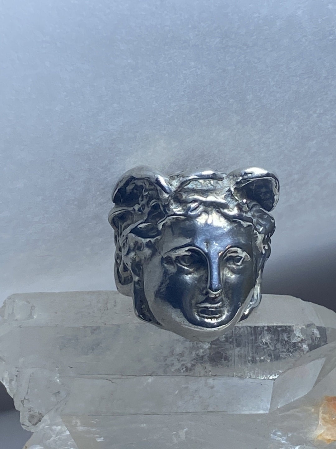 Classical Face Ring With Bird on Head Sterling Silver Size 4.25 - Etsy