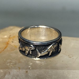 Whale Ring Whales Band Sterling Silver Women Men Size 6.50 - Etsy