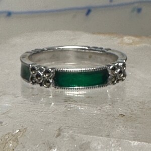 Judith Jack Ring Ize 8 Wedding Green Enamel Band Marcasites Stacker S ...