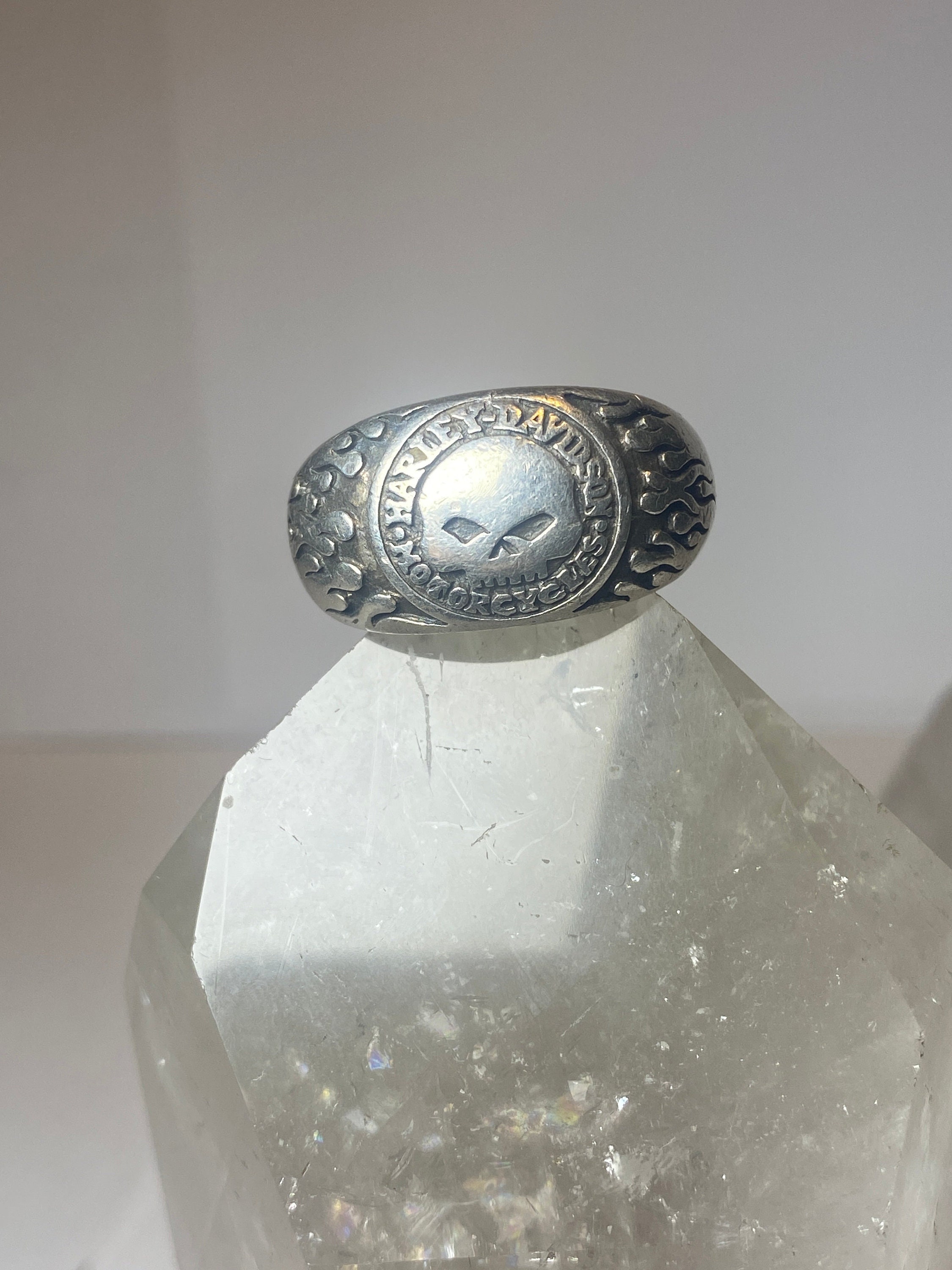 Harley Davidson Ring Biker Band Flames Sterling Silver Women | Etsy