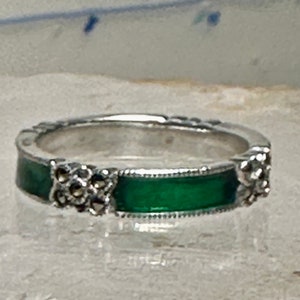 Judith Jack Ring Ize 8 Wedding Green Enamel Band Marcasites Stacker S ...