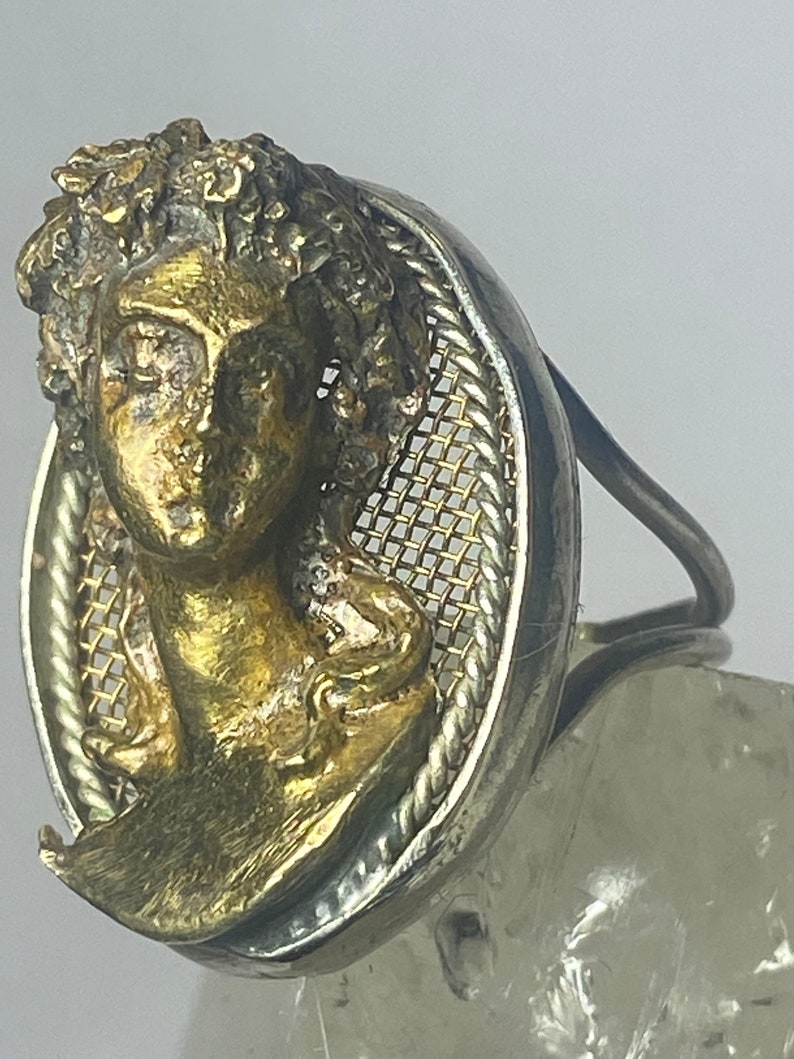 Classical Face Ring Three Dimensional Band Sterling Silver Women Size 7 ...