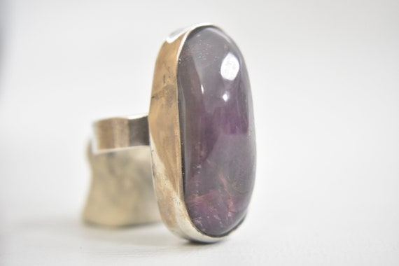 Ruby ring long bulky sterling silver boho women size… - Gem