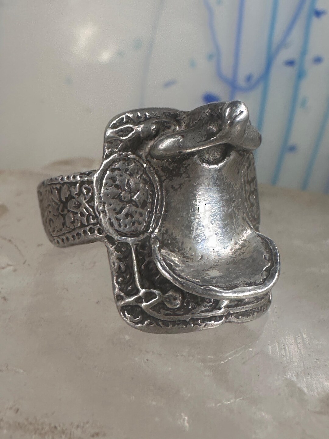 Saddle Ring Cowboy Cowgirl Sterling Silver Band Southwestern Size 9 ...