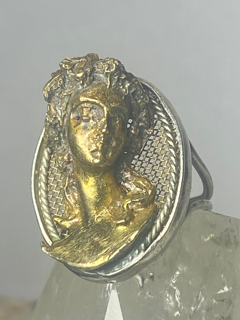 Classical Face Ring Three Dimensional Band Sterling Silver Women Size 7 ...