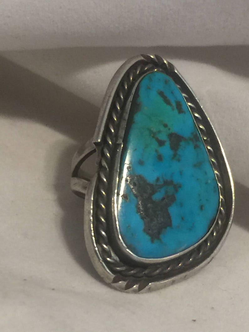 Vintage Sterling Silver Native American Navajo Turquoise Ring | Etsy
