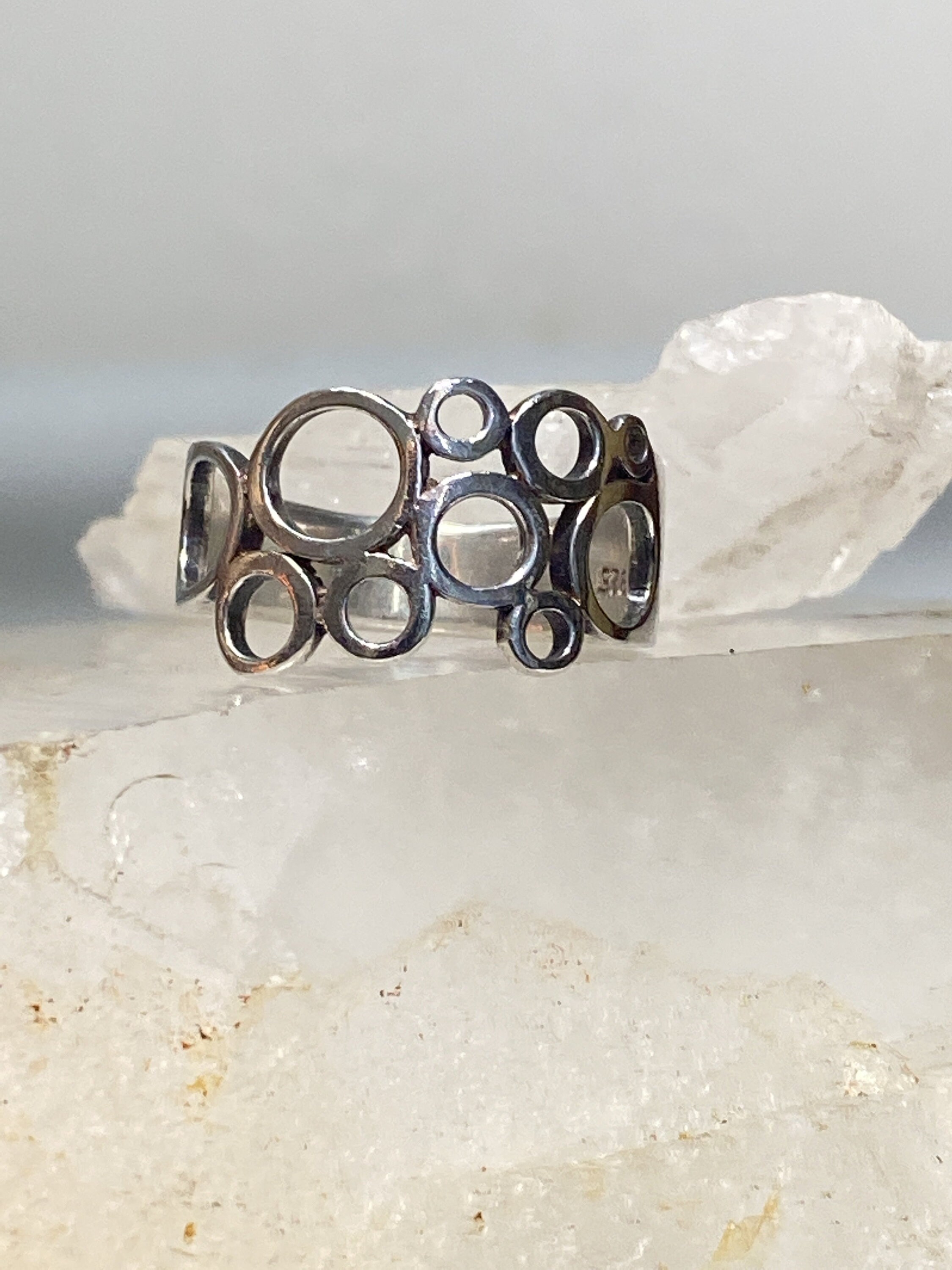 Geometric Ring Bubble Circle Band Southwest Band Sterling - Etsy
