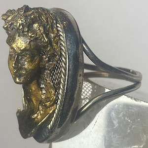 Classical Face Ring Three Dimensional Band Sterling Silver Women Size 7 ...