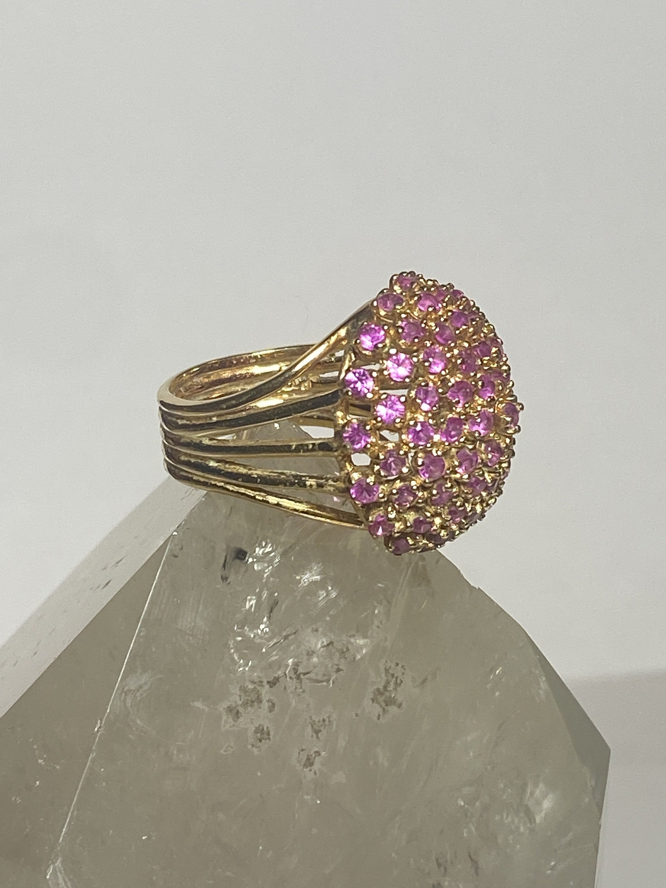 Pink Ice Ring Dome Cocktail Sterling Silver Women Girls Size - Etsy