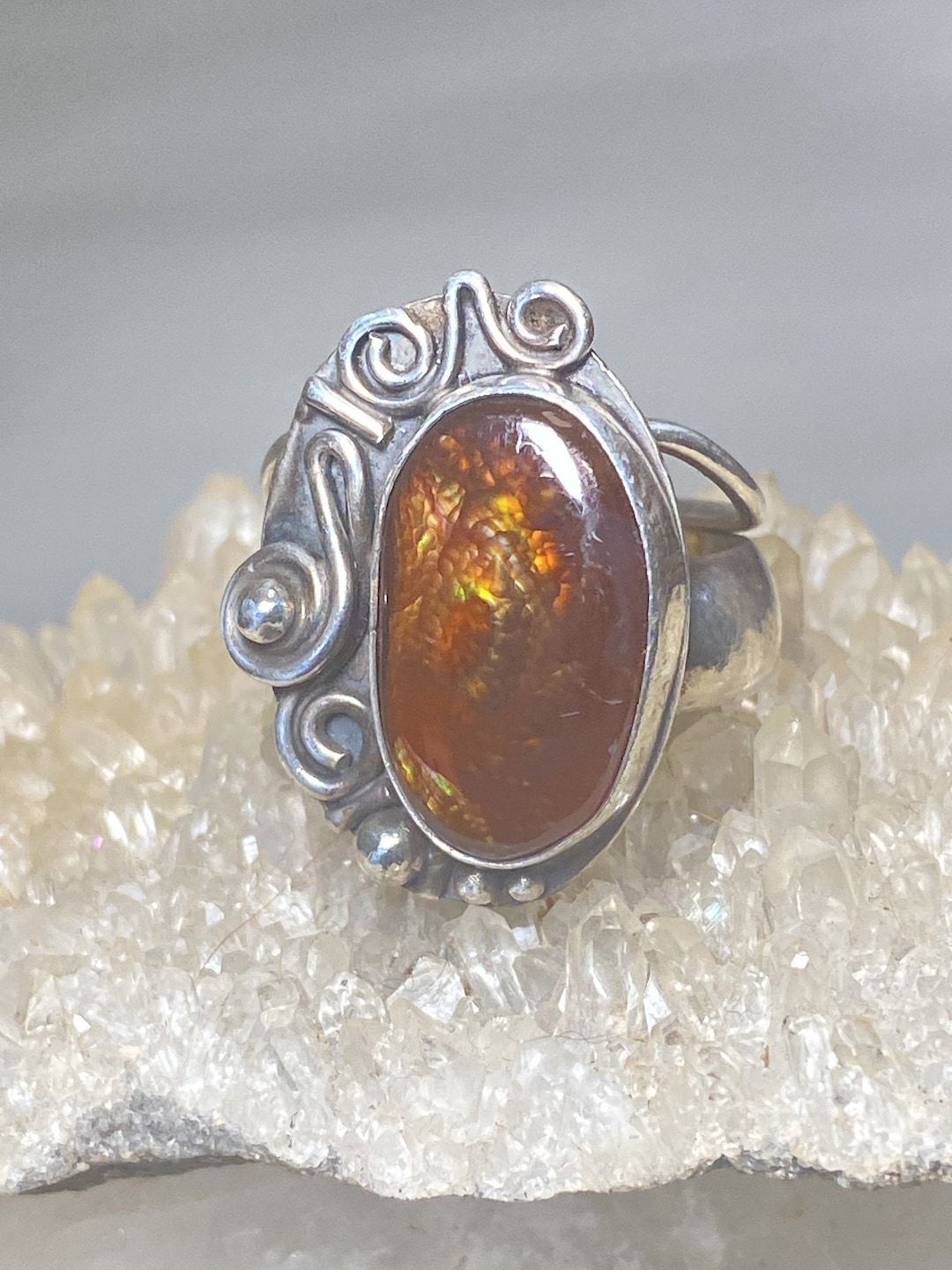 Fire Agate Ring Long Southwest Sterling Silver Women Girls Size 7.50 - Etsy