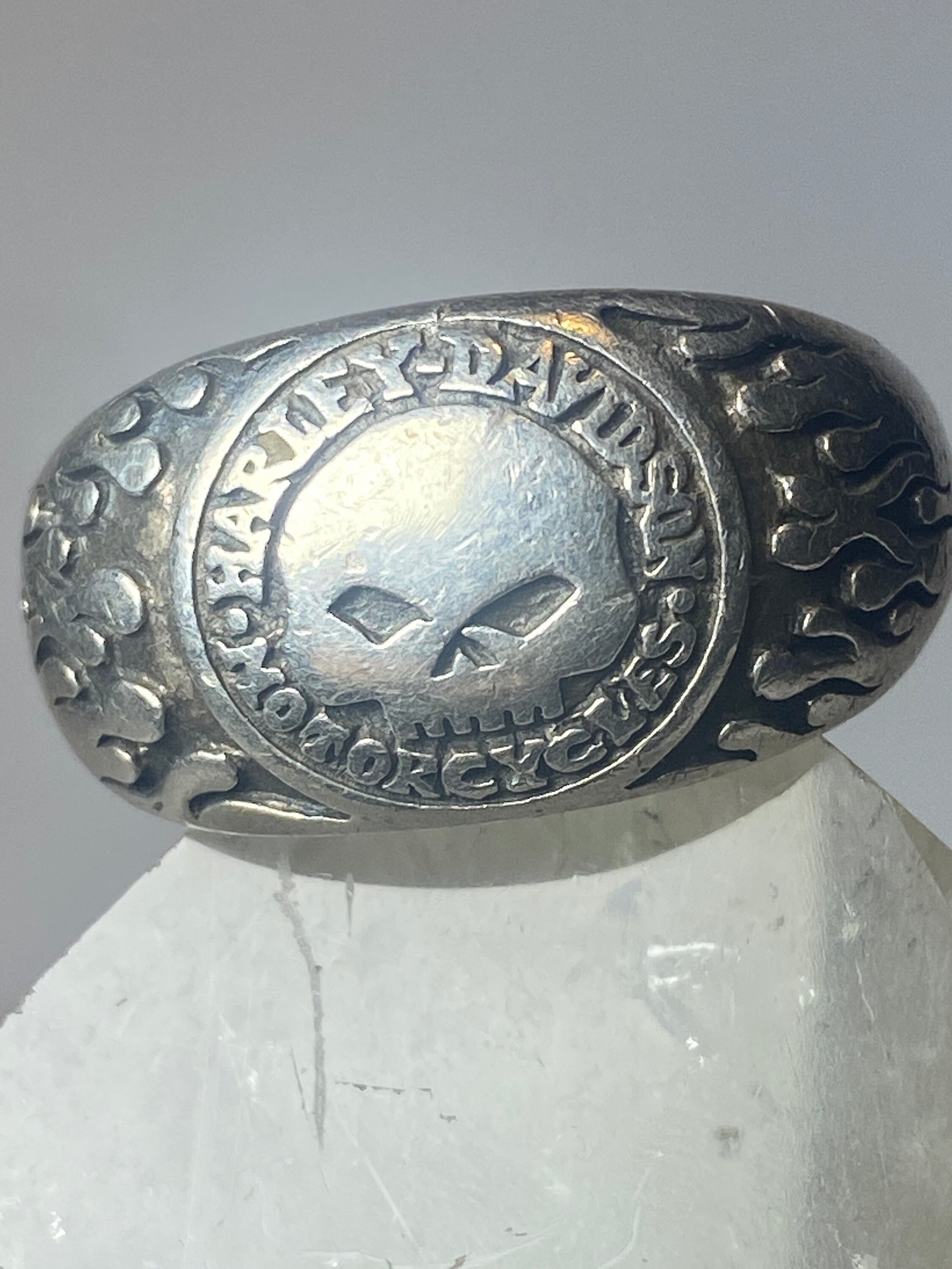 Harley Davidson Ring Biker Band Flames Sterling Silver Women | Etsy