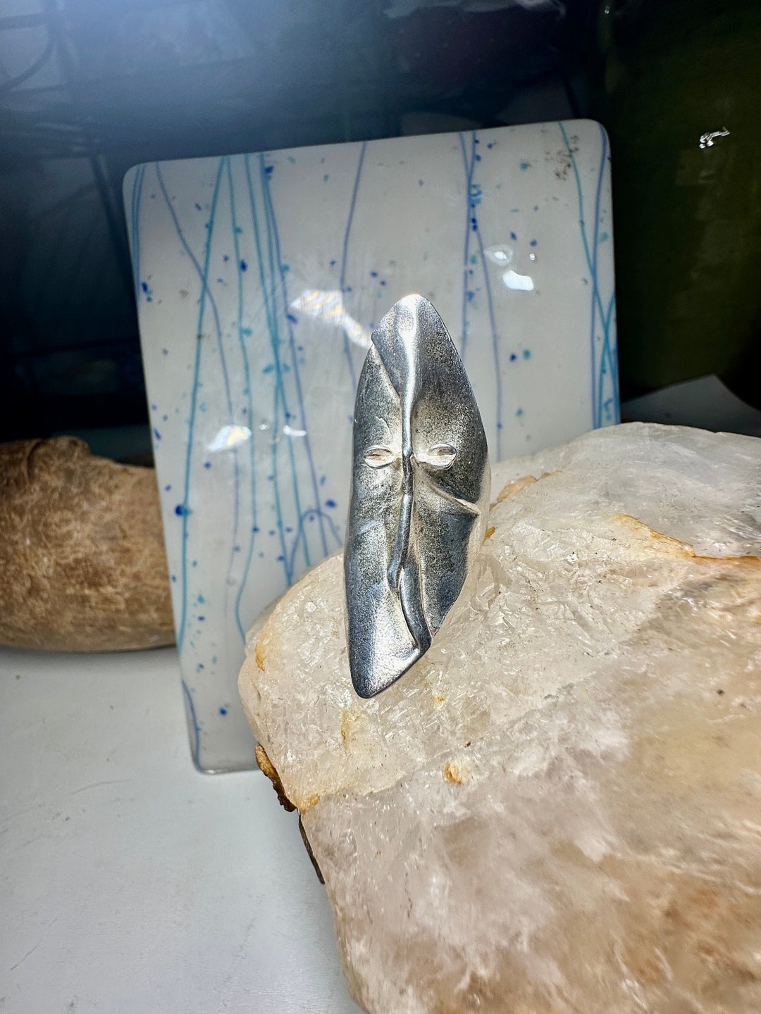 Lapponia Ring Long Mask of Gonda Band Size 6.50 Sterling Silver Women ...