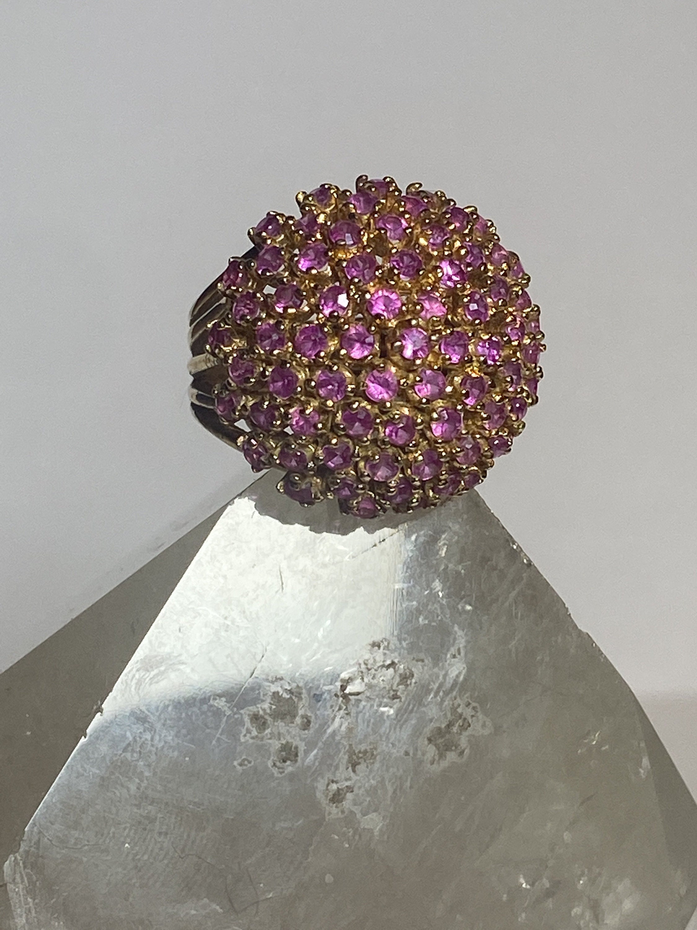Pink Ice Ring Dome Cocktail Sterling Silver Women Girls Size - Etsy