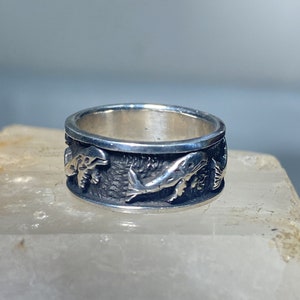 Whale Ring Whales Band Sterling Silver Women Men Size 6.50 - Etsy