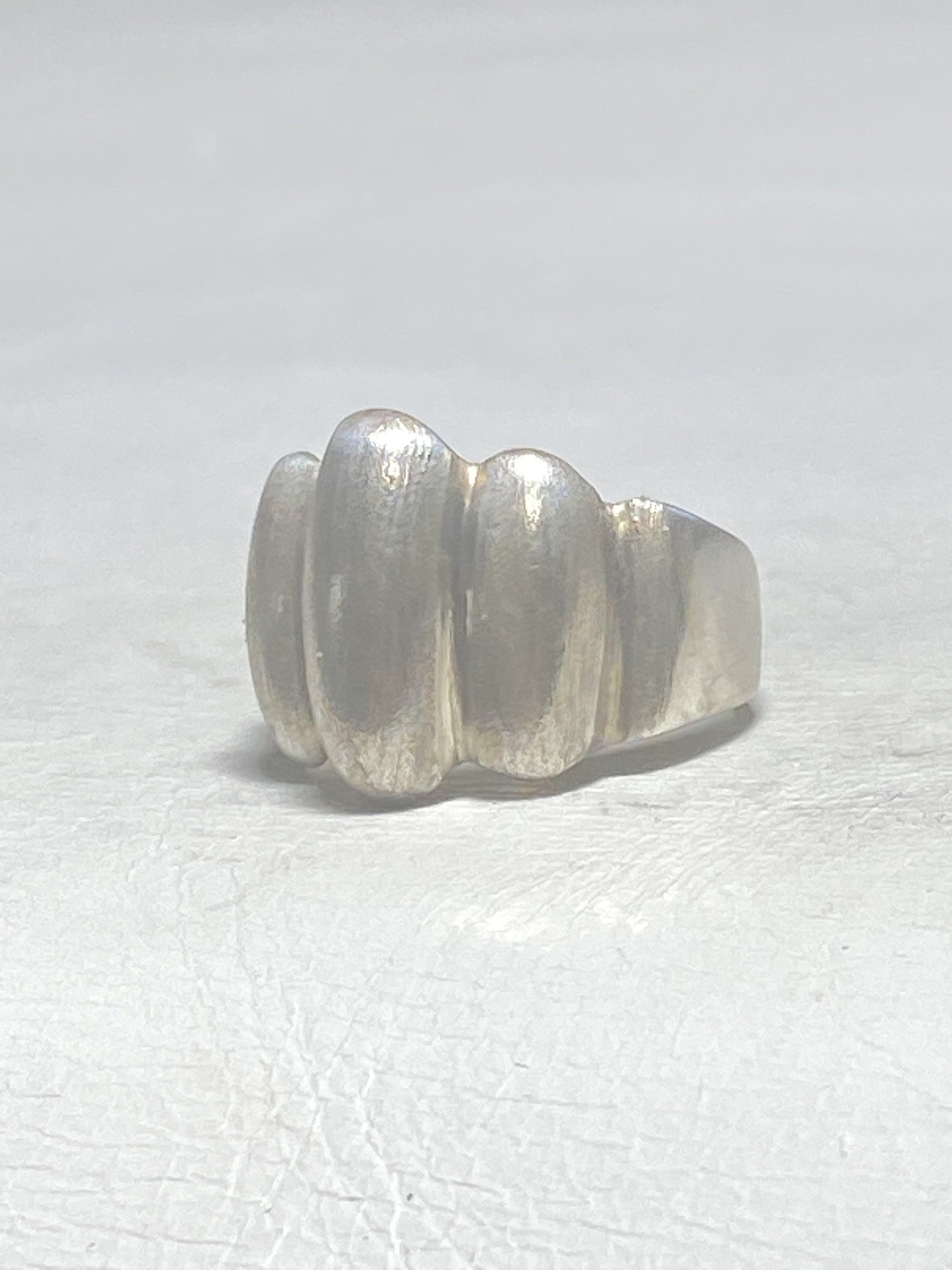 Fluted Ring Sterling Silver Chunky Band Women Size 6.75 | Etsy