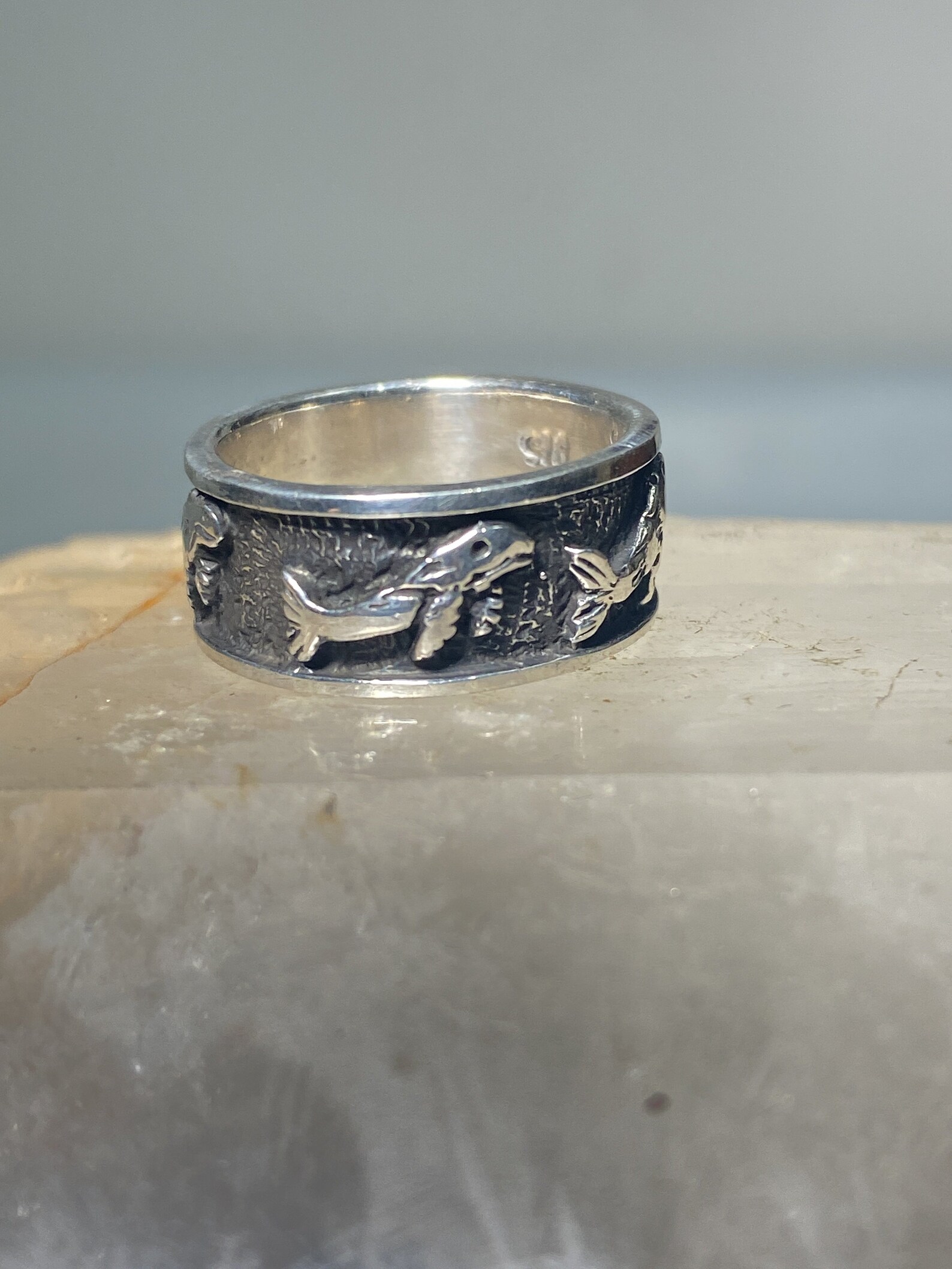 Whale Ring Whales Band Sterling Silver Women Men Size 6.50 - Etsy