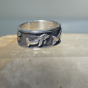 Whale Ring Whales Band Sterling Silver Women Men Size 6.50 - Etsy