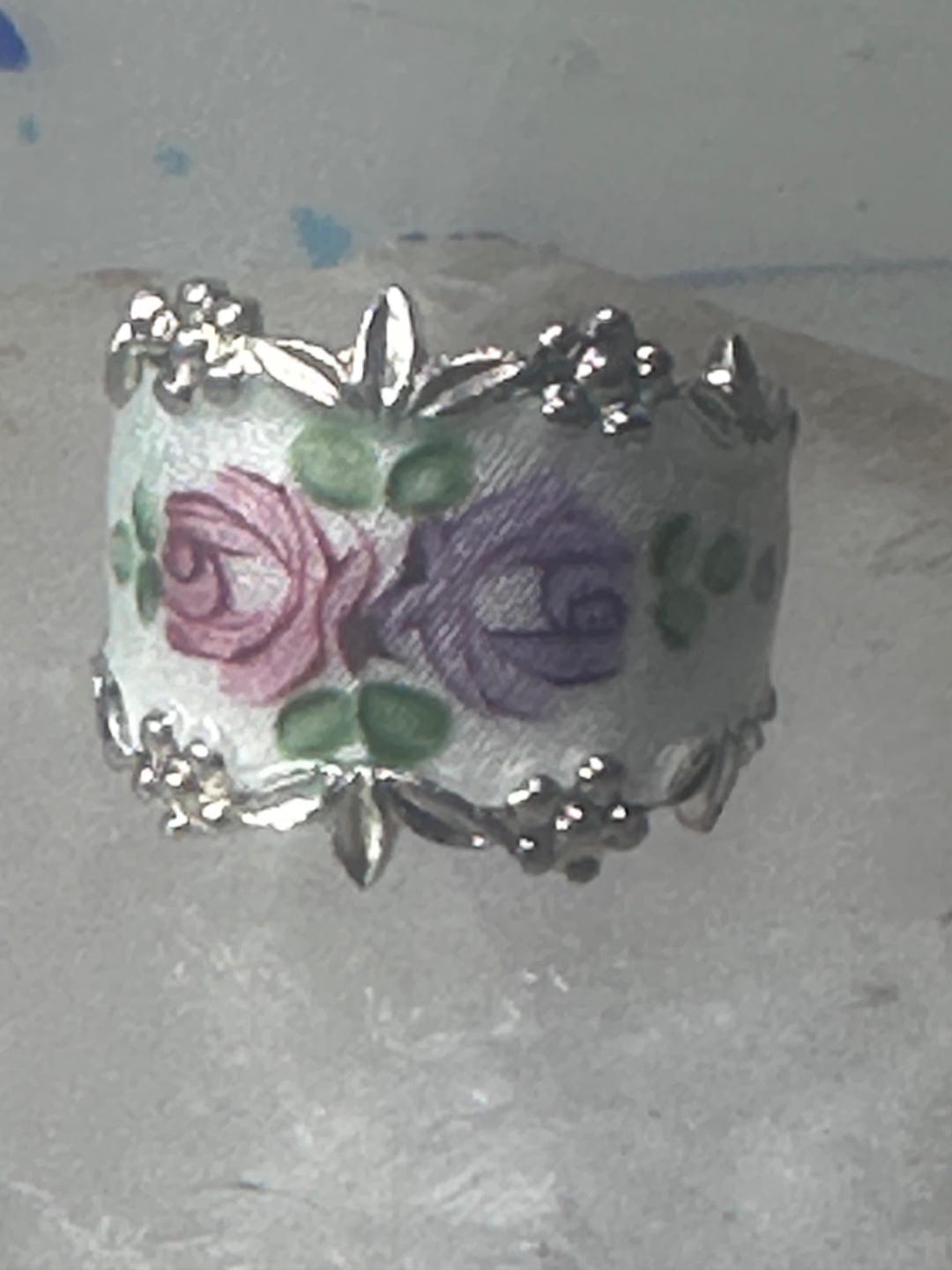 Guilloche Ring Floral Rose Band Sterling Silver Size 7.75 Women Girls ...