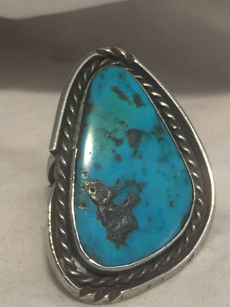 Vintage Sterling Silver Native American Navajo Turquoise Ring | Etsy