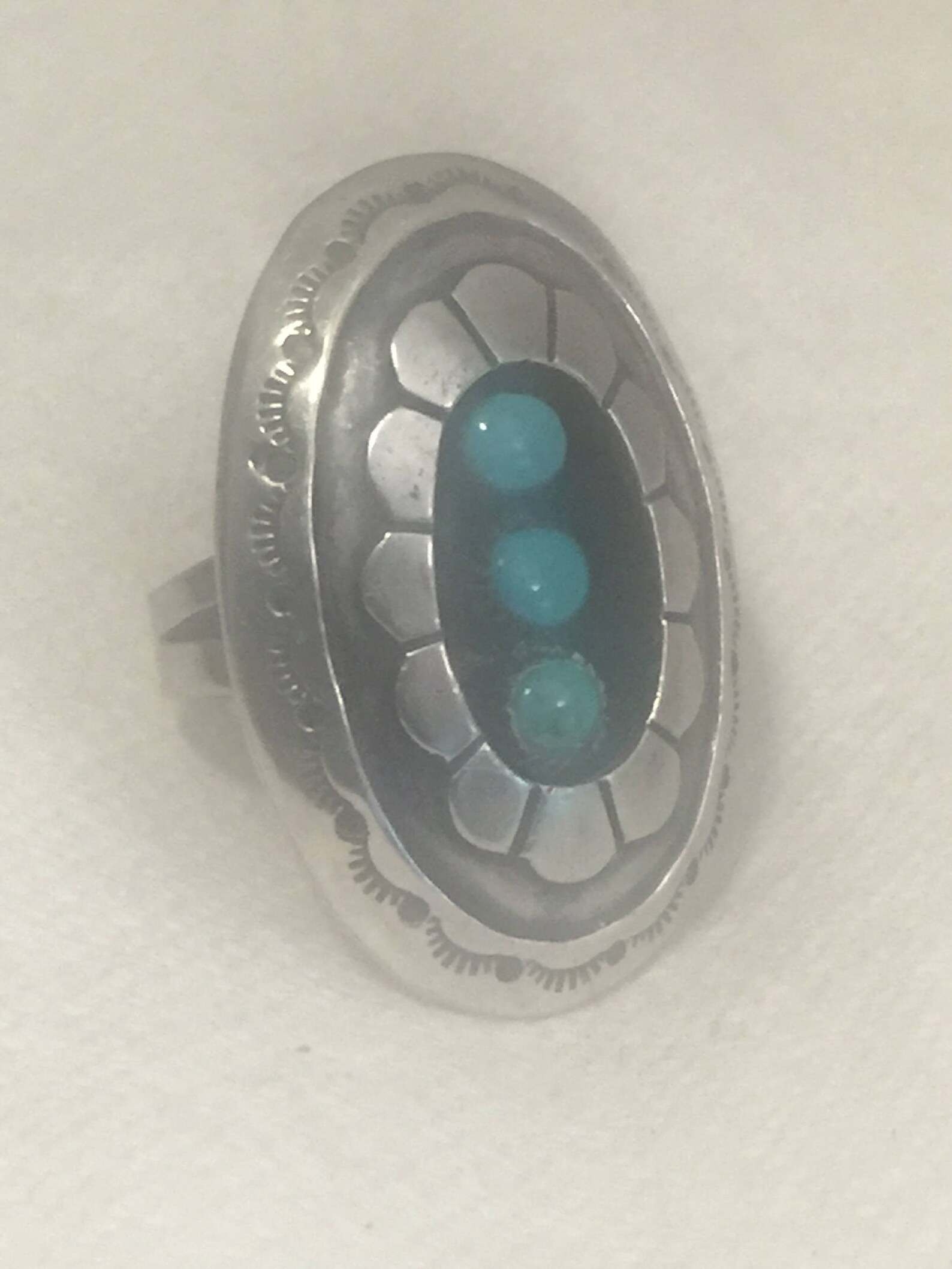 Vintage Sterling Silver Native American Turquoise Ring Shadow - Etsy