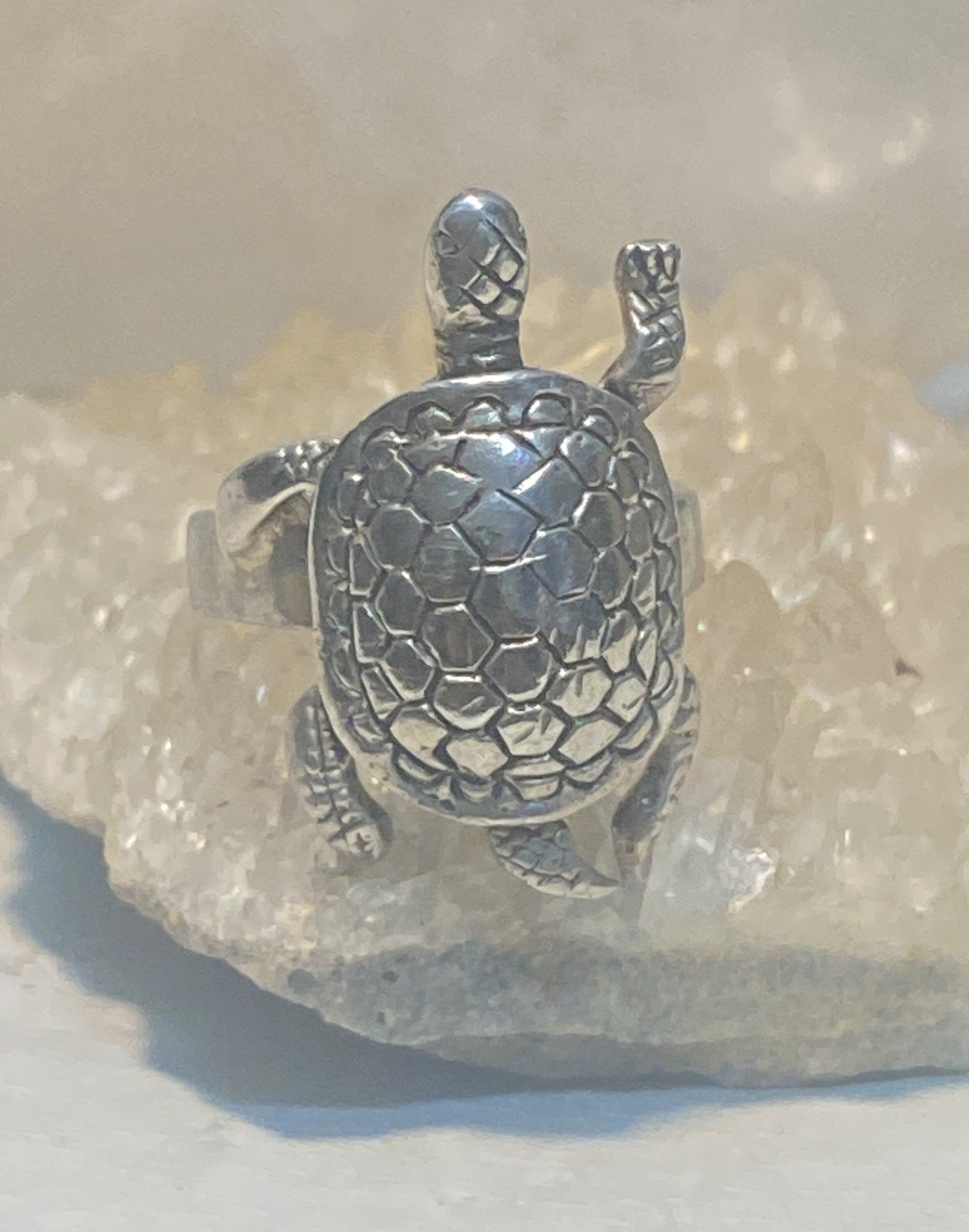 Turtle ring tortoise band sterling silver women girls size | Etsy