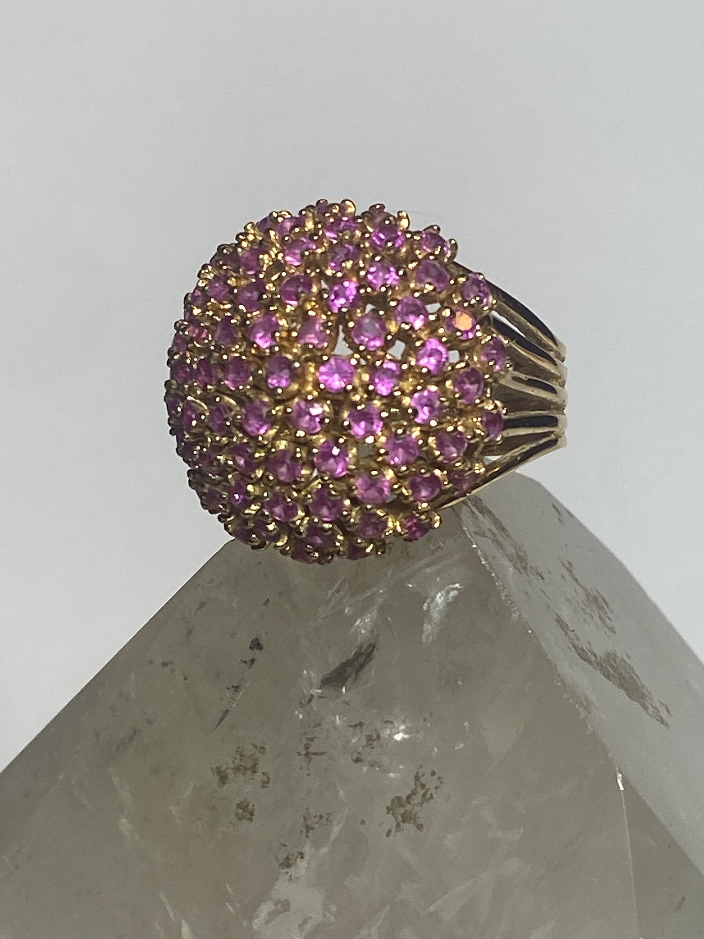 Pink Ice Ring Dome Cocktail Sterling Silver Women Girls Size - Etsy