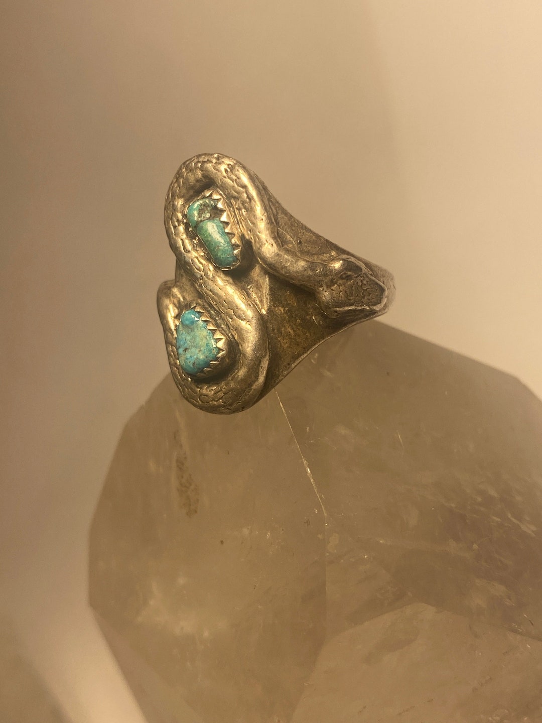 Turquoise Ring Snake Long Southwest Leaves Men Women Size 10 - Etsy