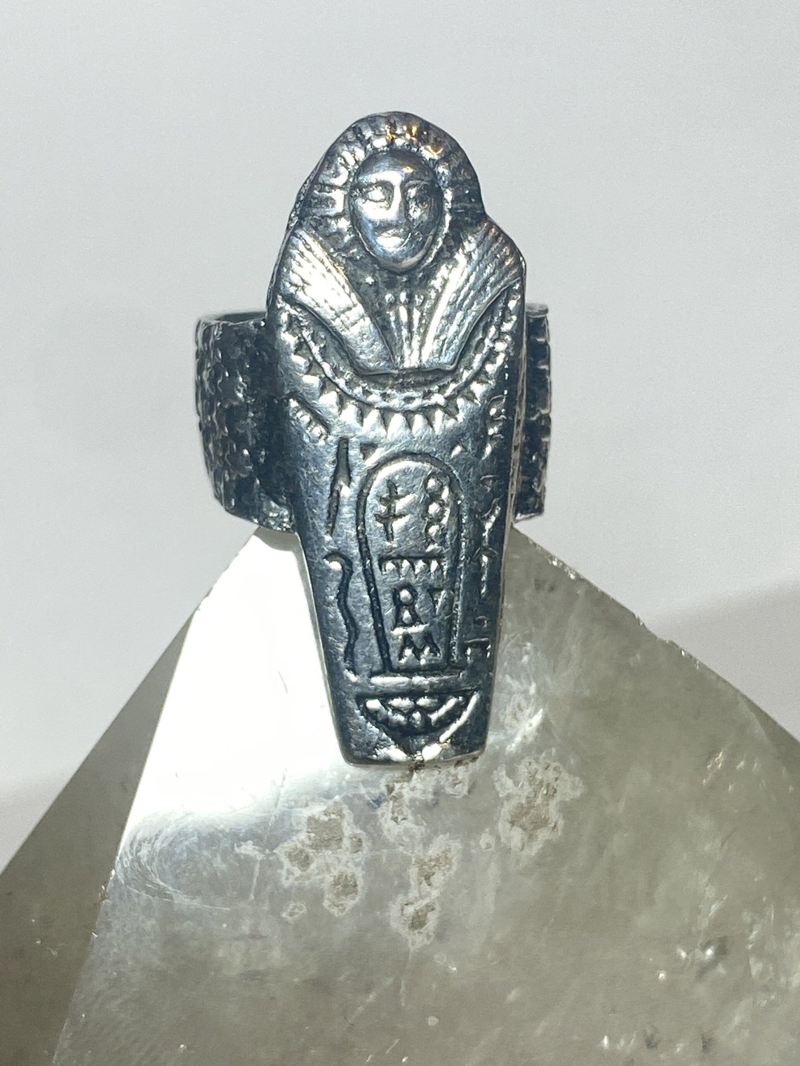 Egyptian Ring Mummy Band Pharaoh Stars Celestial Sterling Silver Band ...