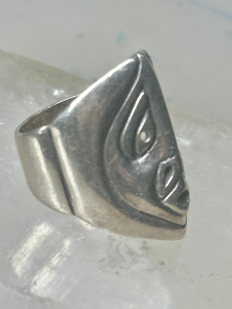 Pacific Northwest Face Spirit Wind Ring Cigar Band Size 6 Sterling ...