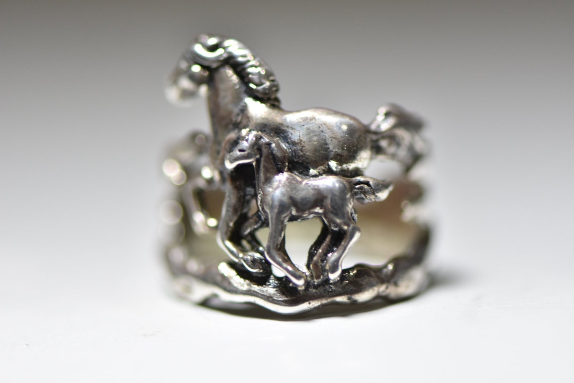 Horses Ring Pinky Band Cowgirl Sterling Silver Women Girls Size 4 - Etsy
