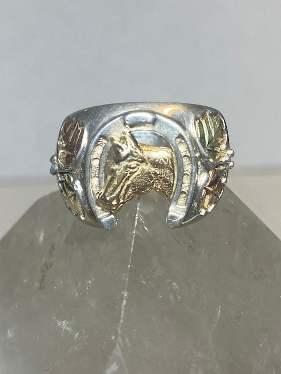 Pferd Ring Black Hills Gold Hufeisen Band Blatter Cowboy Cowgirl Sterling Silber Manner Frauen Etsy