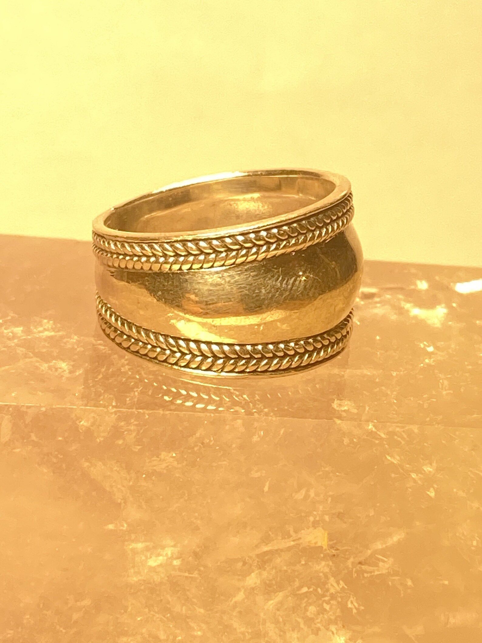 Wide Ring Cigar Band Sterling Silver Women Men Size 6.75 - Etsy